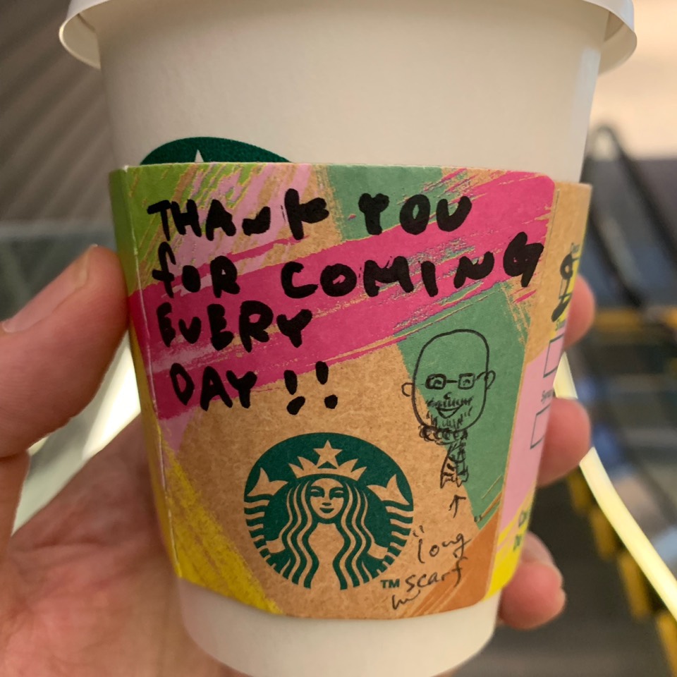 I like it when Starbucks staff write on the cup but this time they drew ...