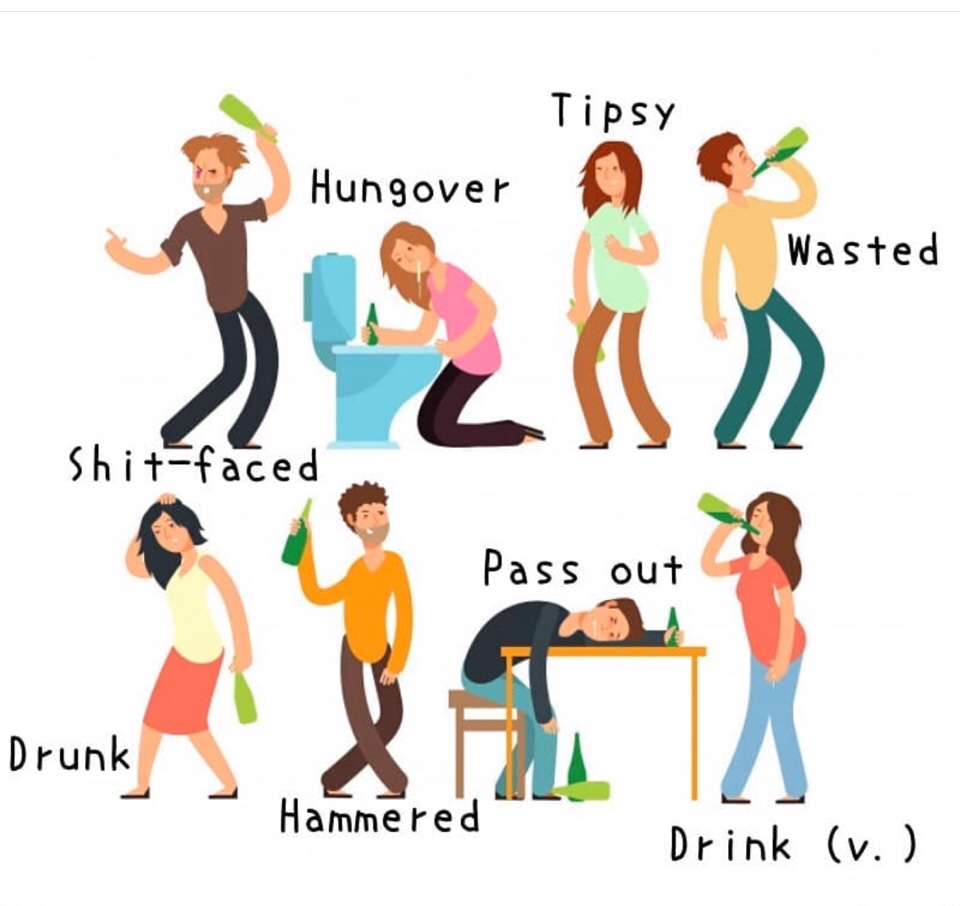 English Expressions: Drinking alcohol drunk: unable to speak or act in ...