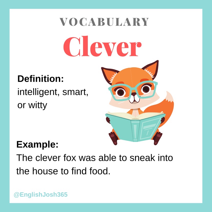 🇺🇸English Vocabulary 🦊 Clever means intelligent, smart, or witty 🗣 ...