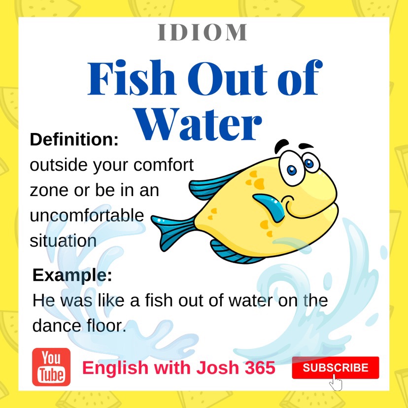 🇺🇸English Vocabulary 🇺🇸 🐠 Fish out of water: to be outside your comfort ...